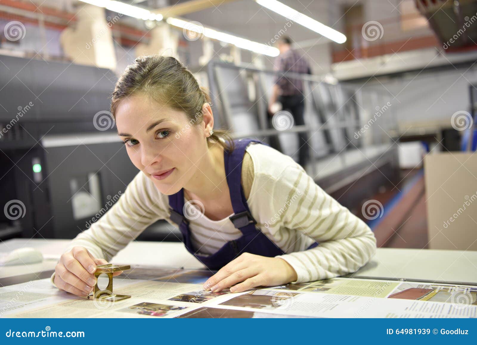 Woman Working in Printing Industry Stock Image - Image of manufacturing ...