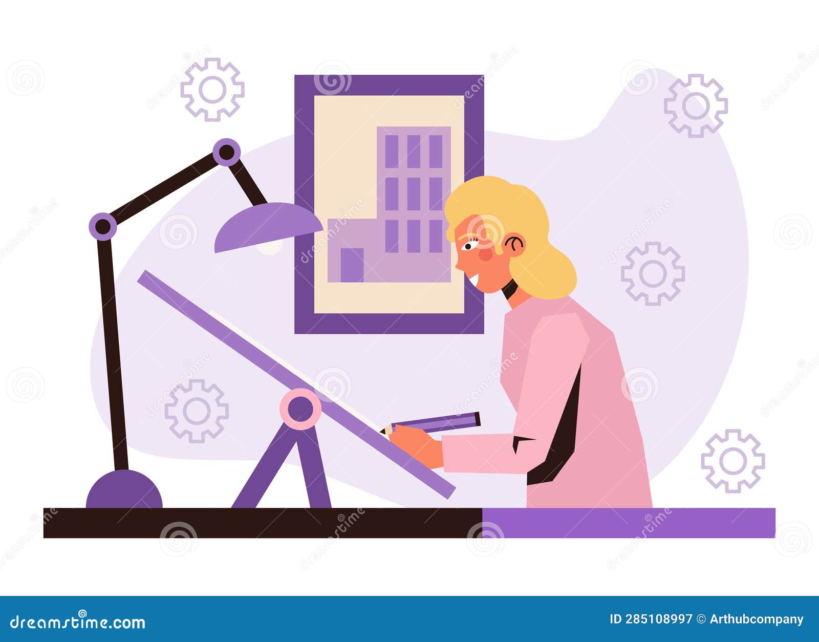 Woman Working on Project, Draw Plan on Paper. House Design and Layout ...