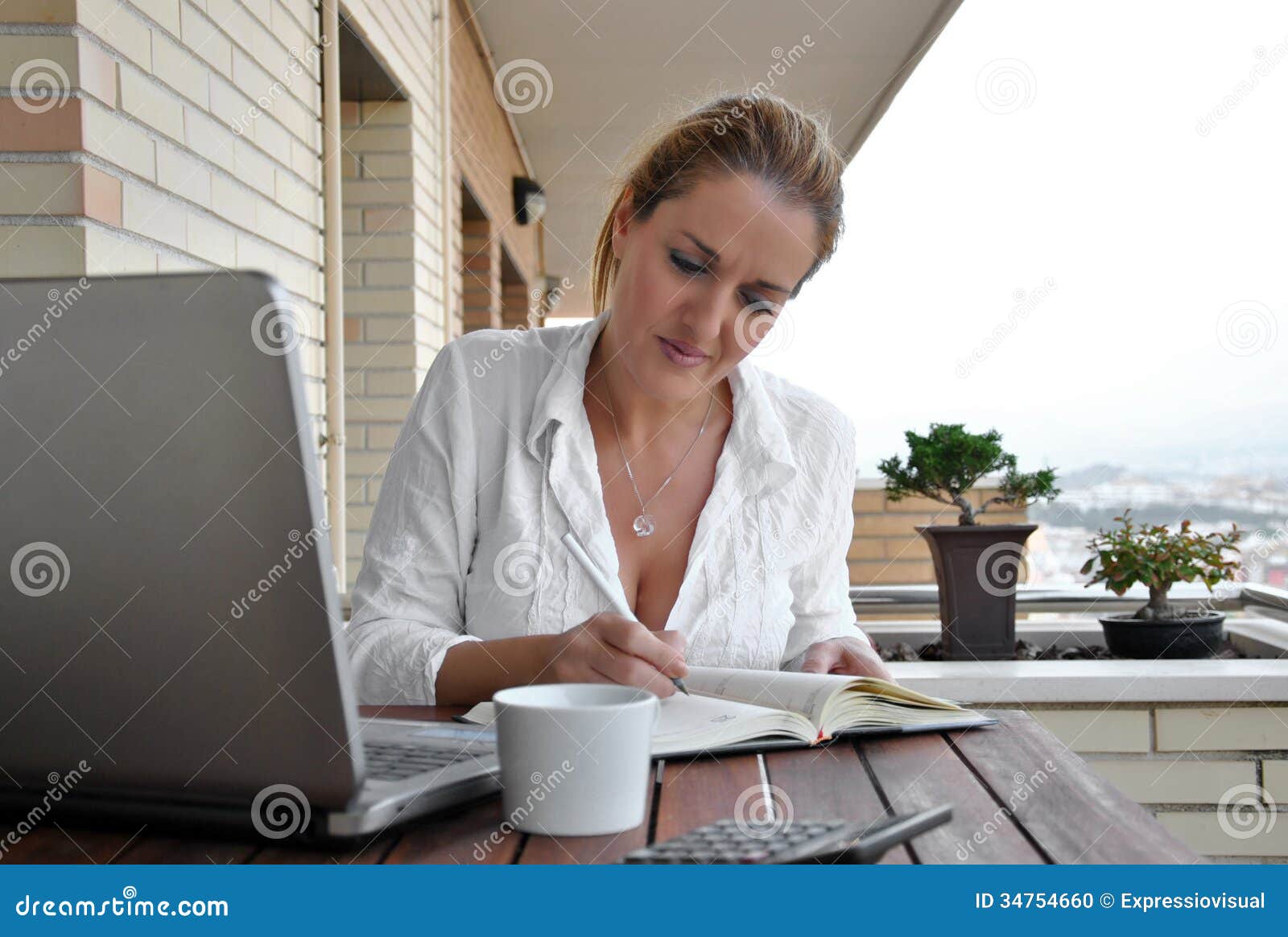 Woman Working Quietly on Your Terrace Stock Photo - Image of latin ...