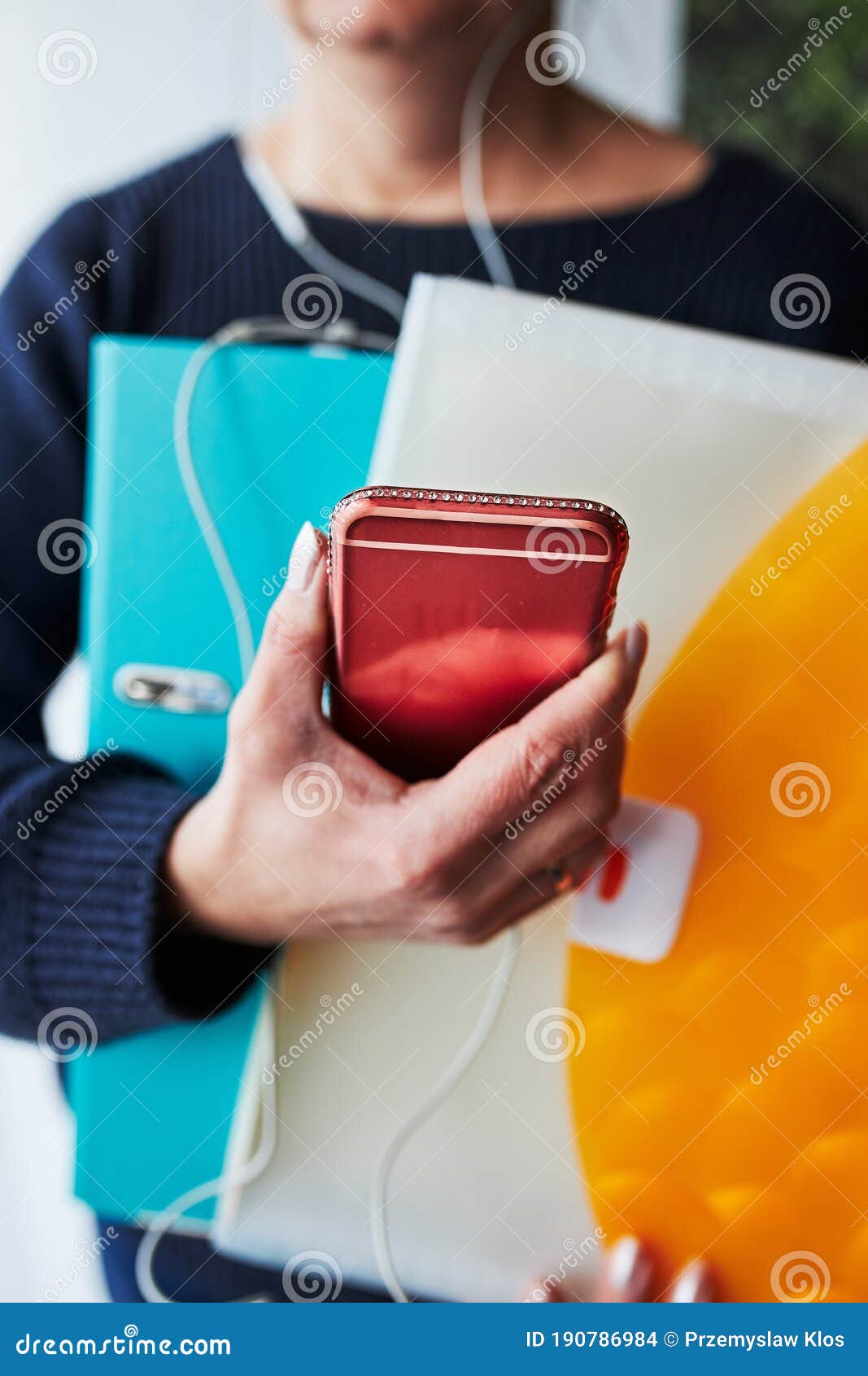 Woman Working Remotely Doing Job during Call Conversation on Phone from ...