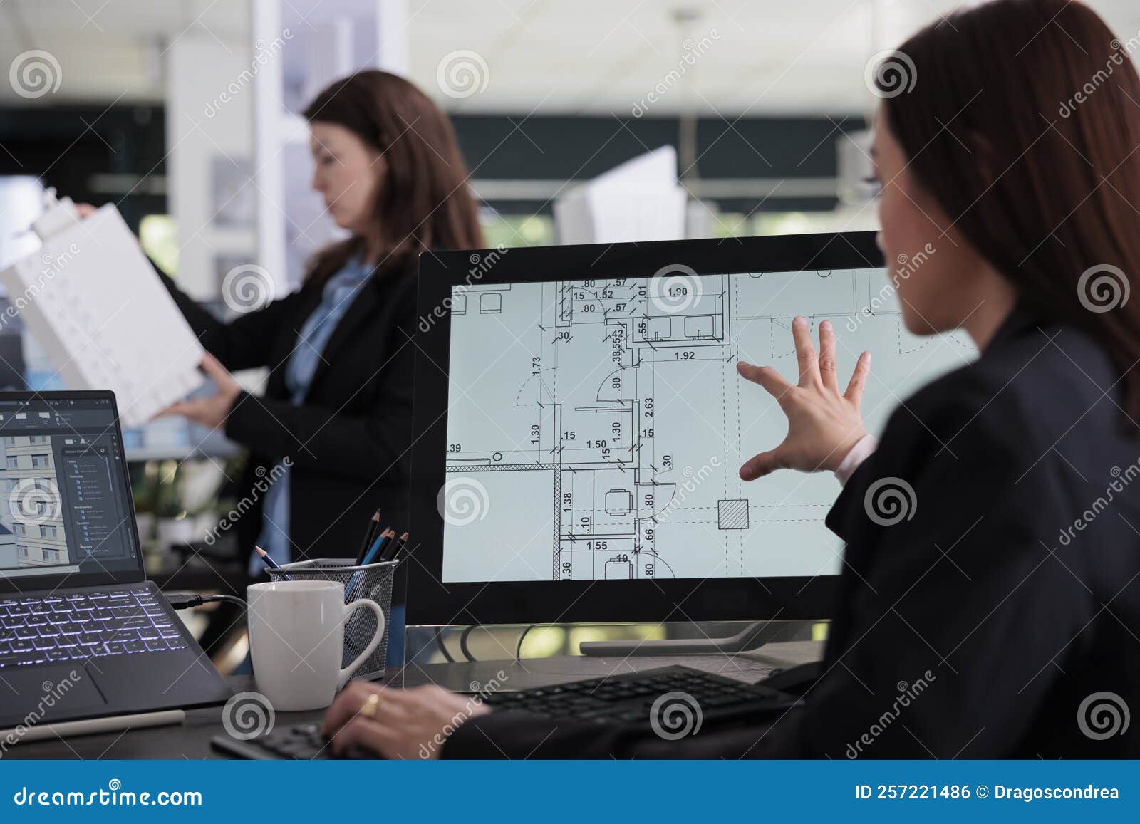 Woman Working in Room Floor Planner Software Stock Photo - Image of ...