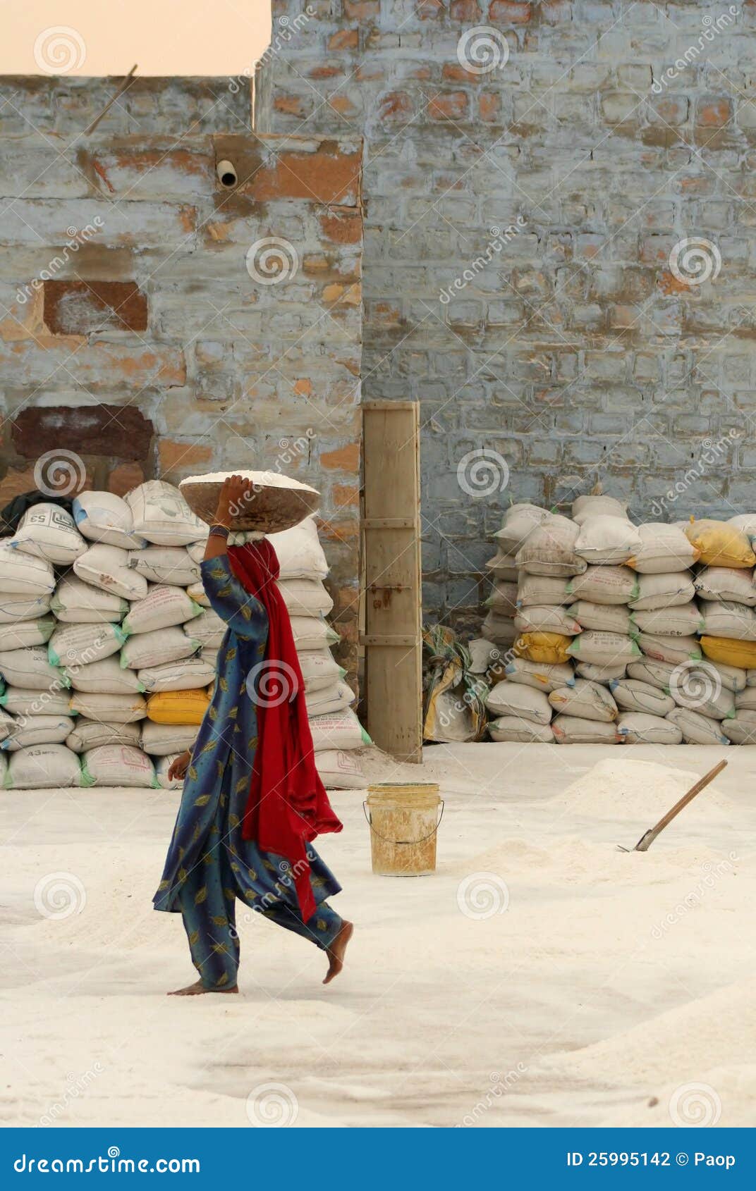 Woman Working in a Salt Factory Editorial Photography - Image of bags ...
