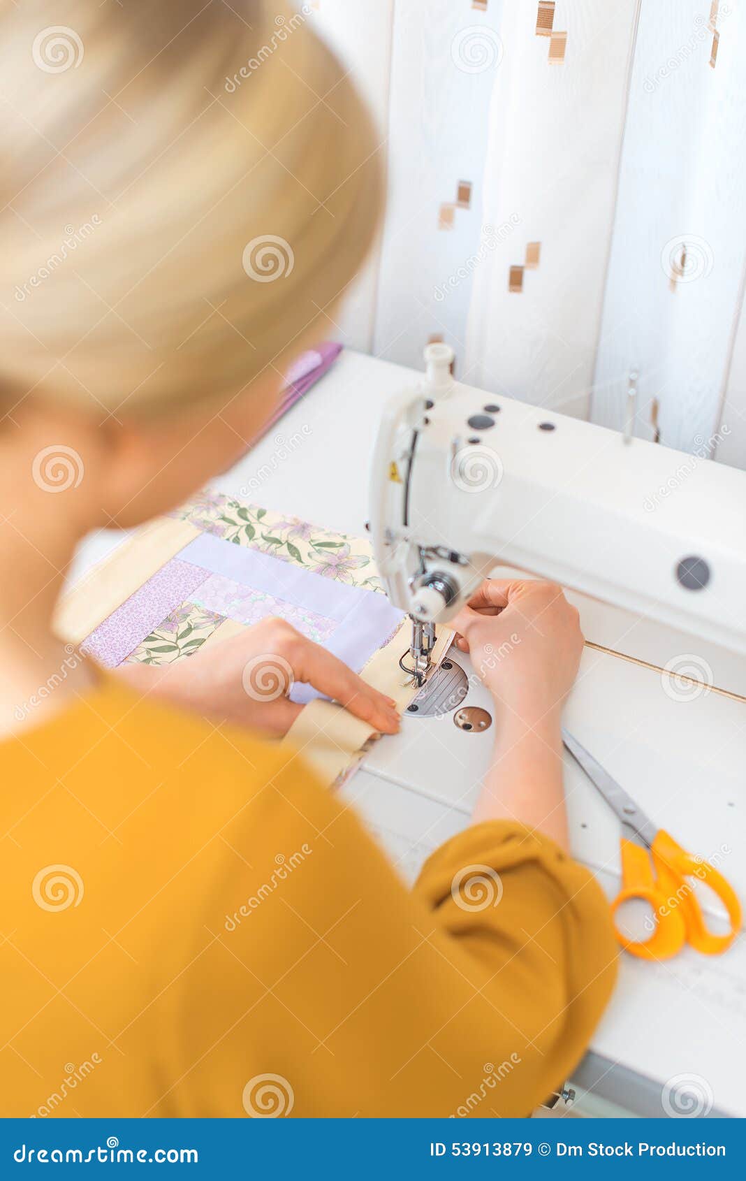 Woman Working on Sewing Machine. Stock Image - Image of craft ...