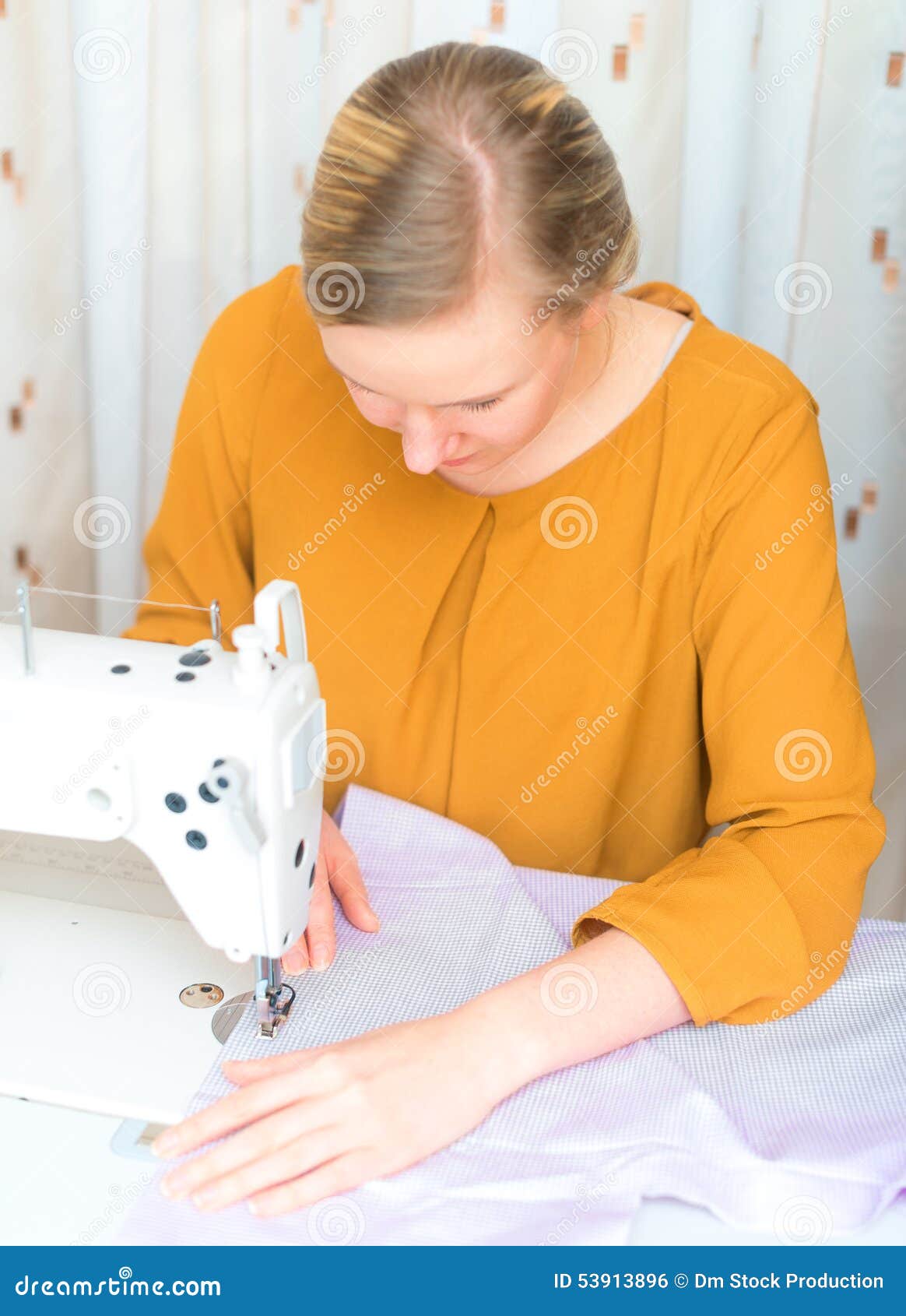 Woman Working on Sewing Machine. Stock Photo - Image of designer ...