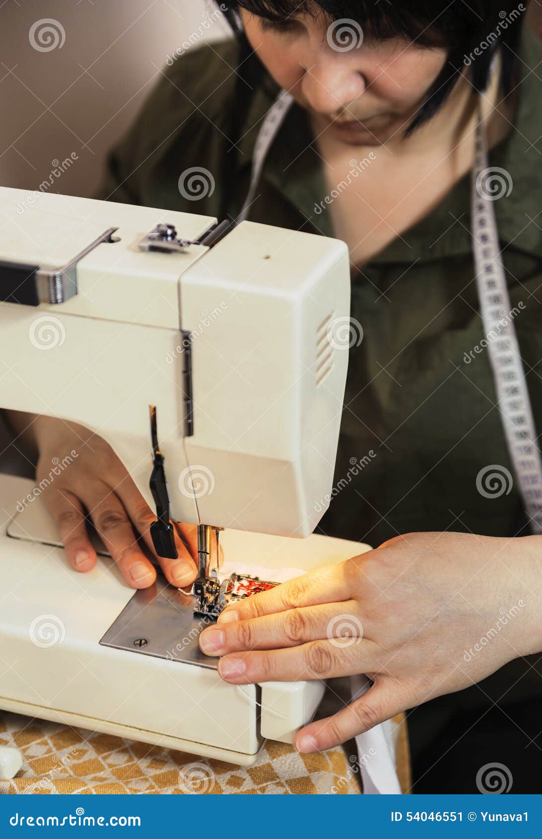 Woman Working on a Sewing Machine Stock Image - Image of seam, textile ...