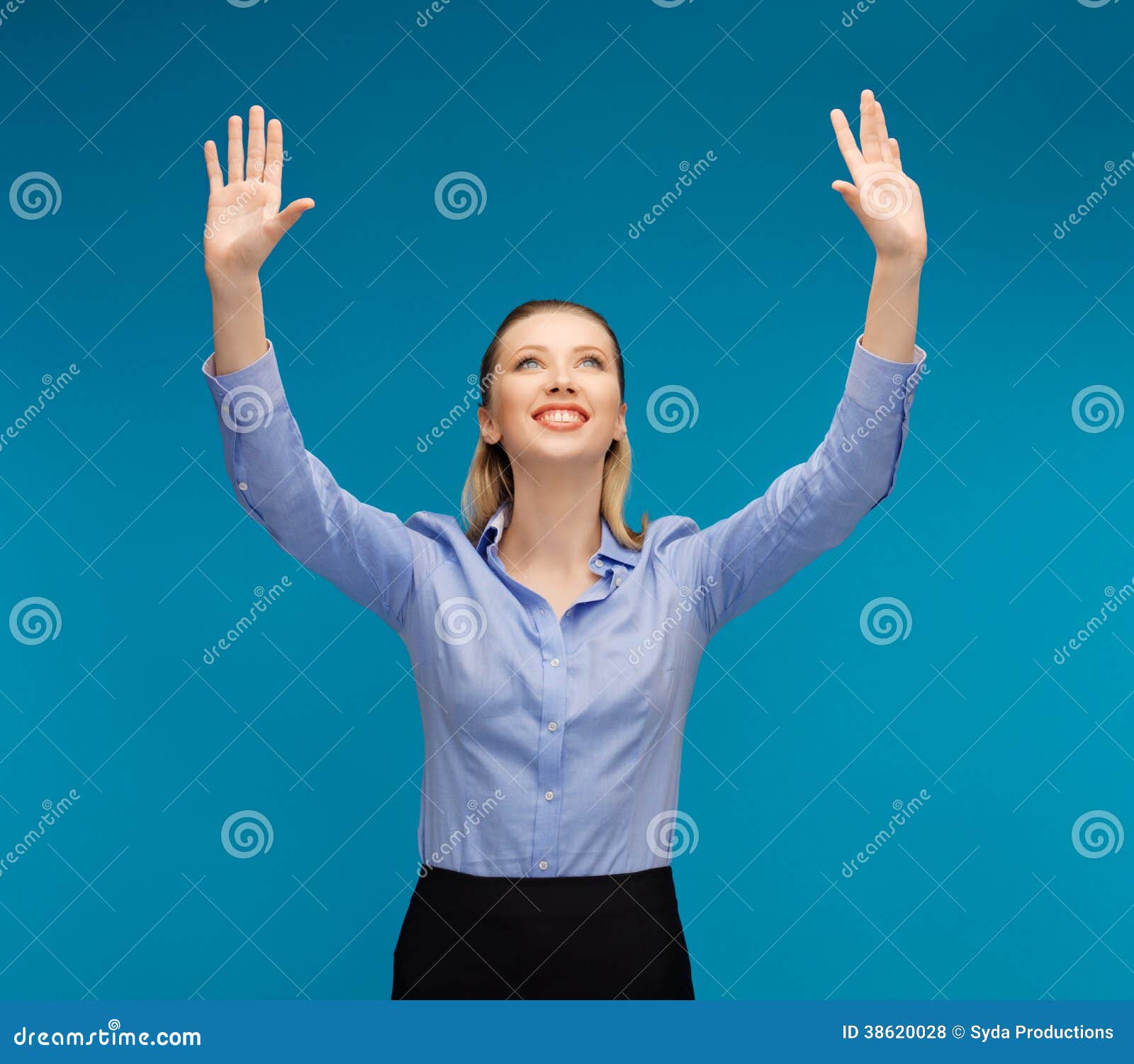 Woman Working with Something Imaginary Stock Photo - Image of beautiful ...