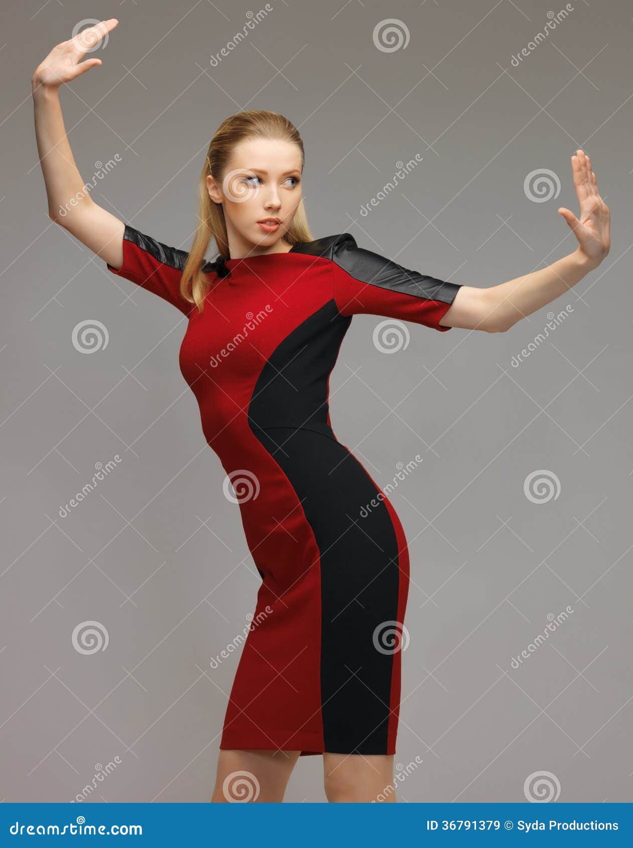 Woman Working with Something Imaginary Stock Image - Image of calm ...