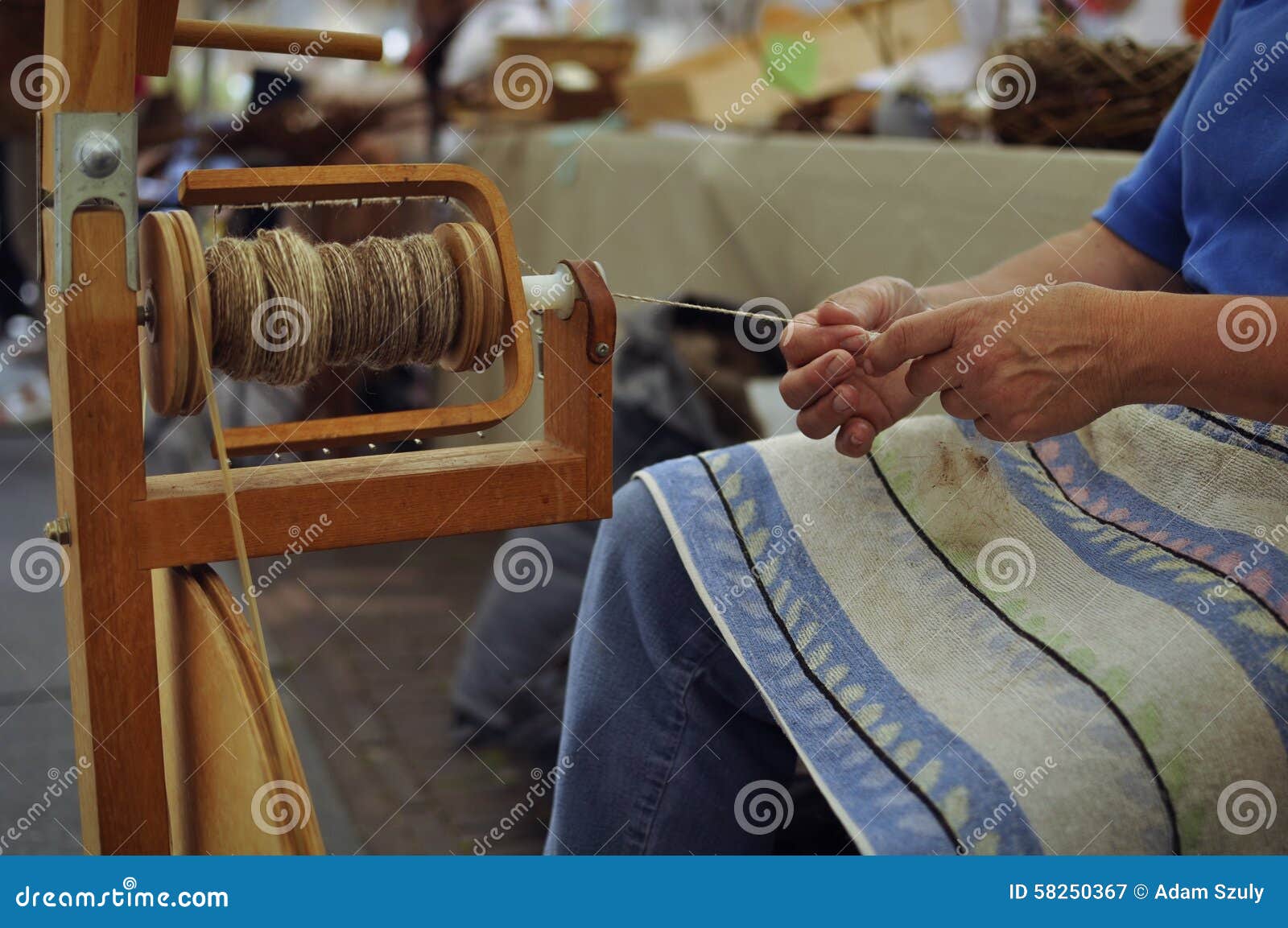 Woman Working with the Spinning Wheel Stock Image - Image of yarn ...