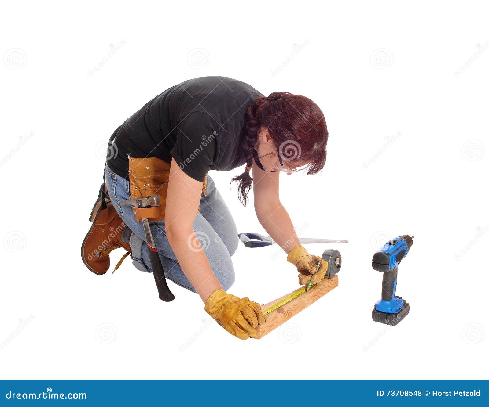 Woman working with tools. stock photo. Image of drill - 73708548