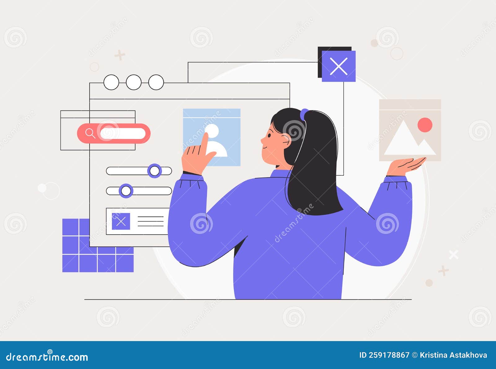 Woman Working on Web and Application Development on Computers. Woman ...