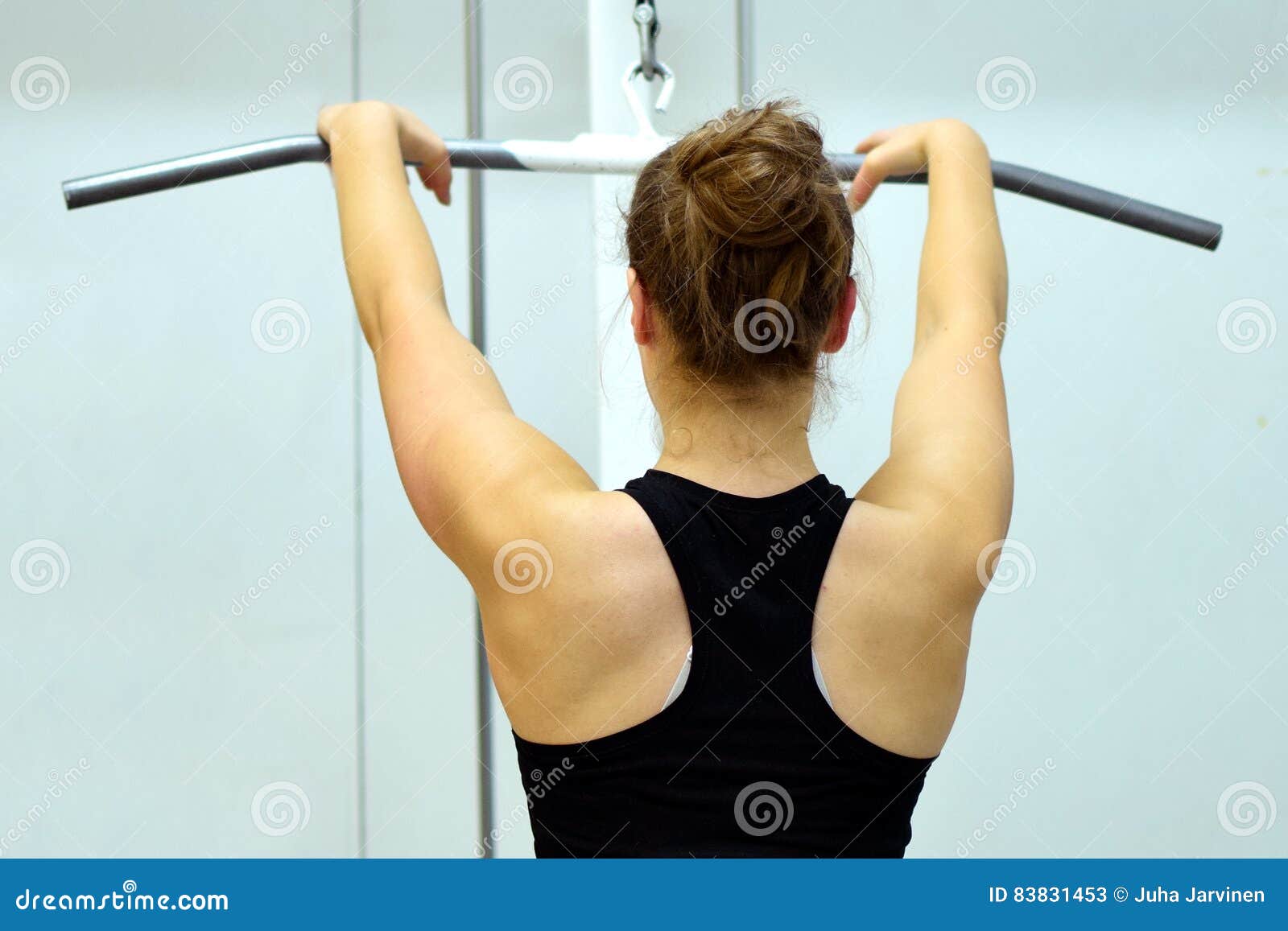 Woman Workout Her Back Muscles and Arms Stock Image - Image of beauty ...