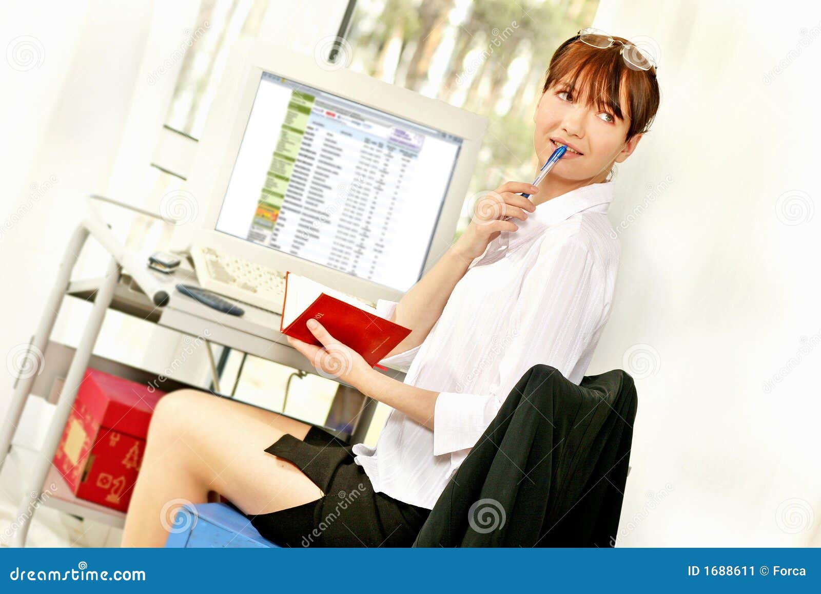 Woman at workplace stock image. Image of mail, privat - 1688611