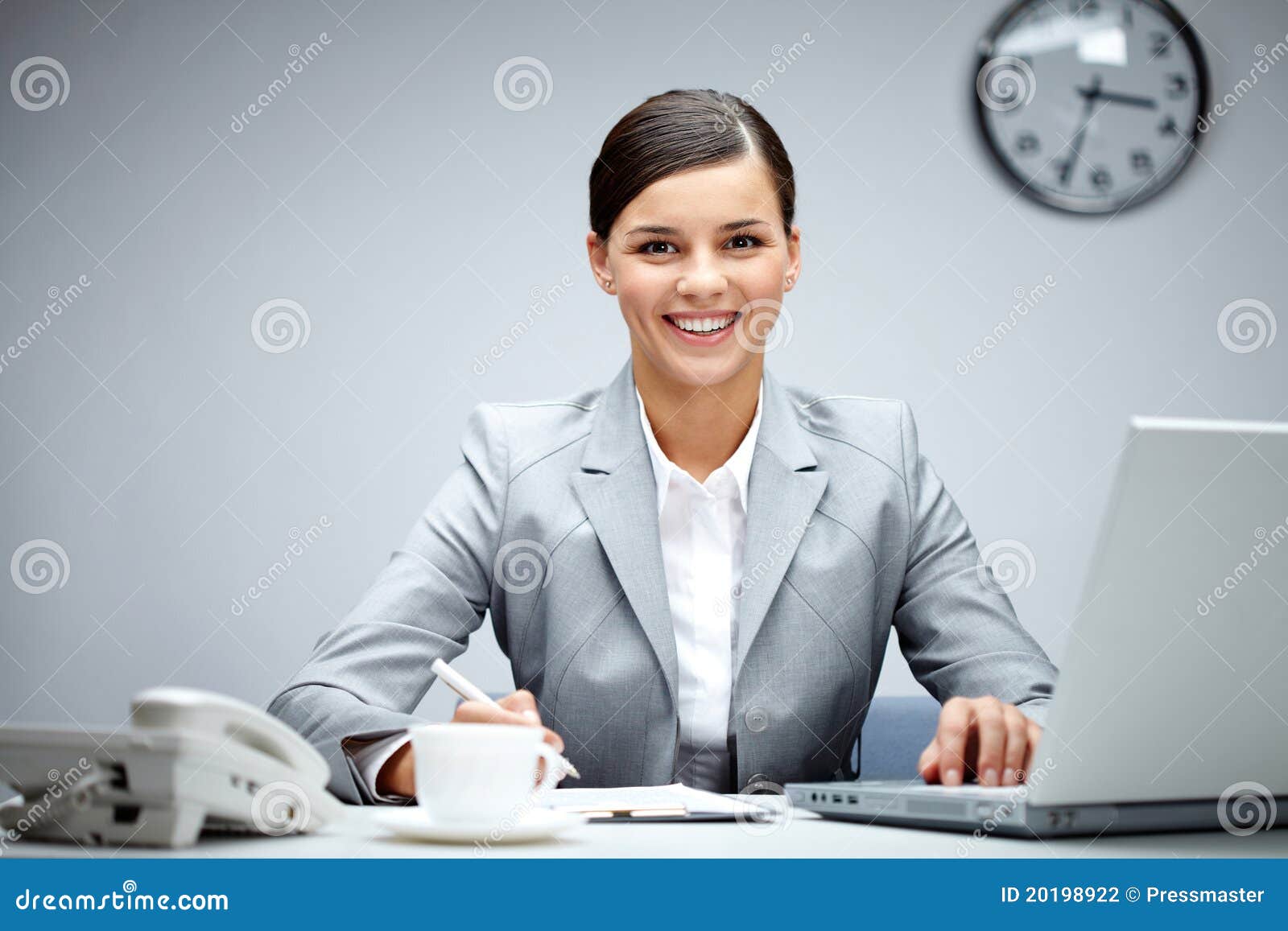 Woman at workplace stock photo. Image of cheerful, female - 20198922
