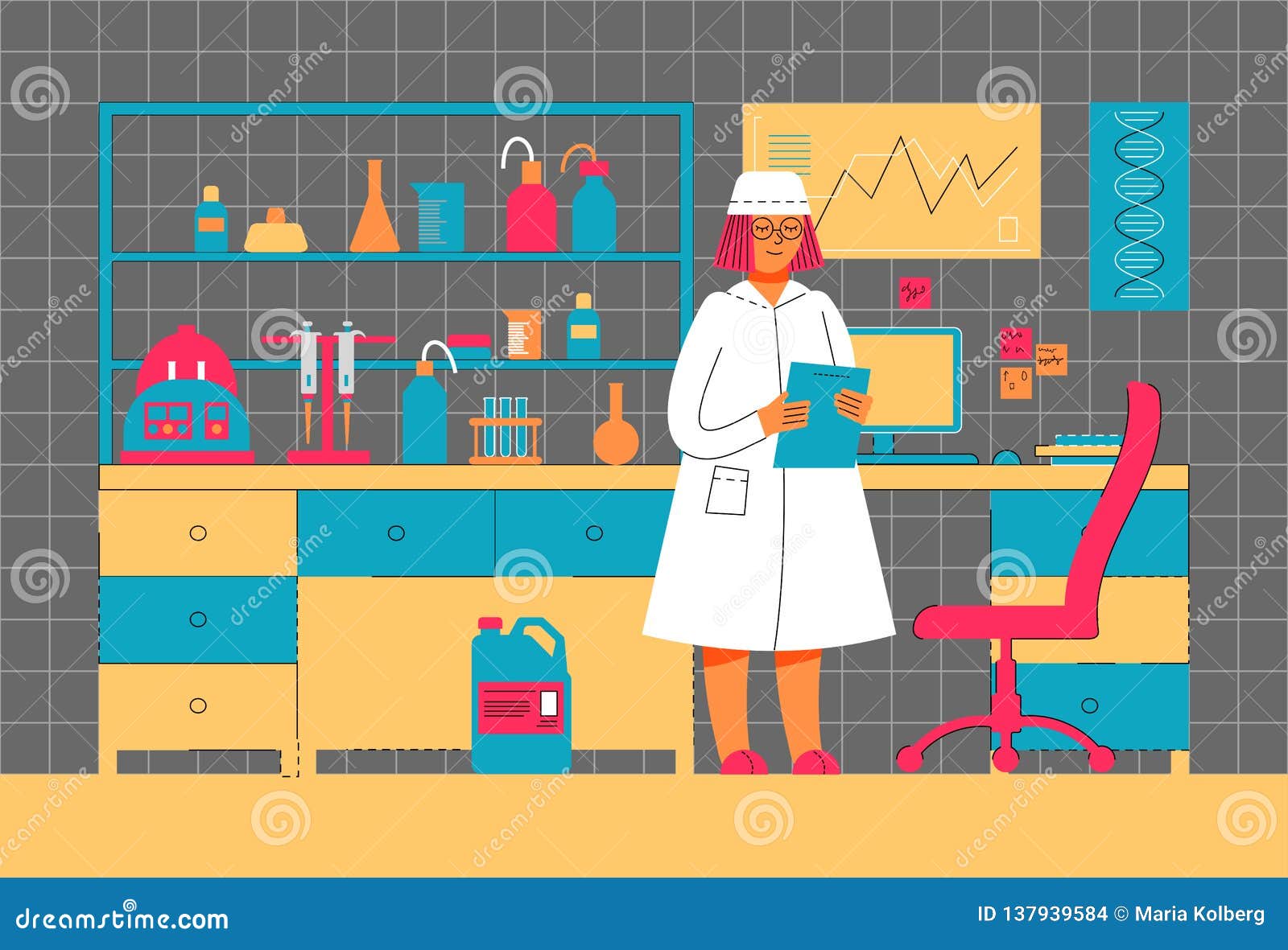 A Woman Works in a Laboratory. Scientific Experiment. Scientific Work ...