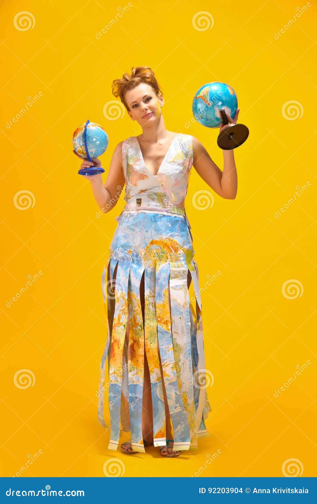 Woman with a World Map and Globes Stock Photo - Image of highschool ...