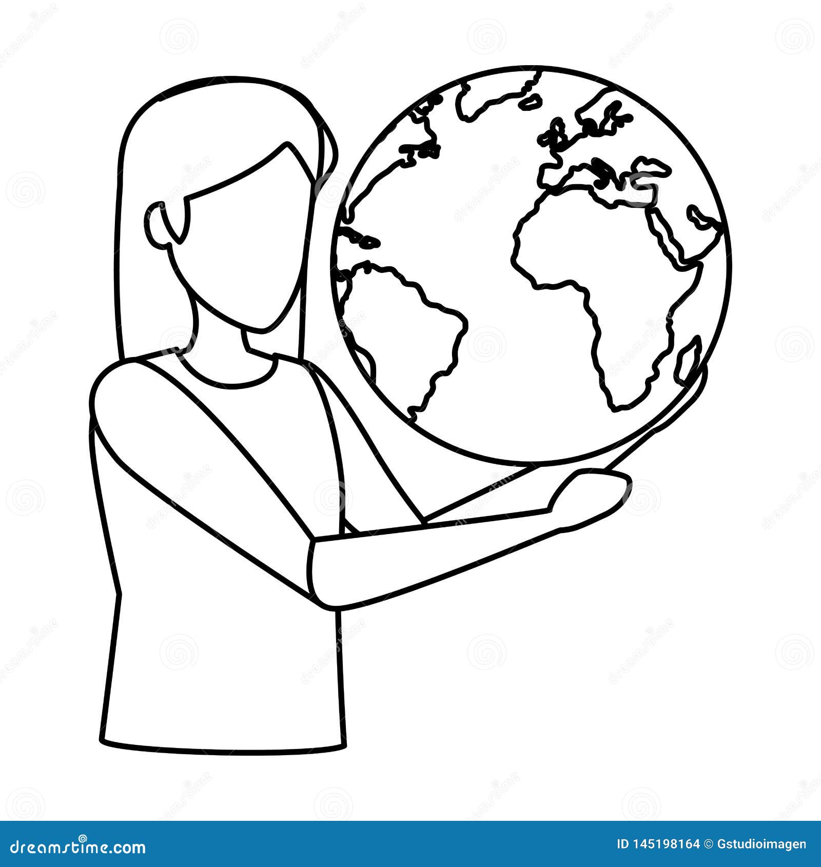 Woman with World Planet Earth Stock Vector - Illustration of ...