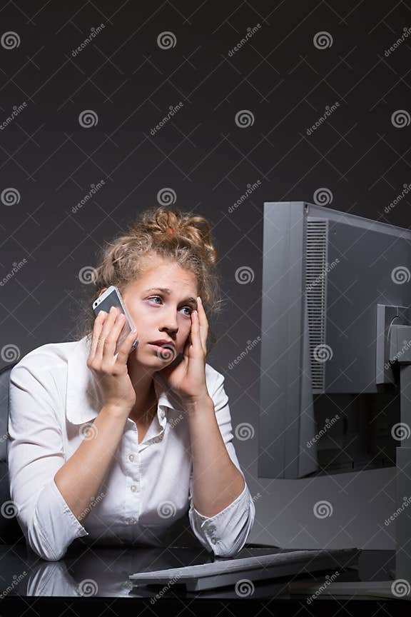 Woman worn out by work stock image. Image of tired, career - 64128785