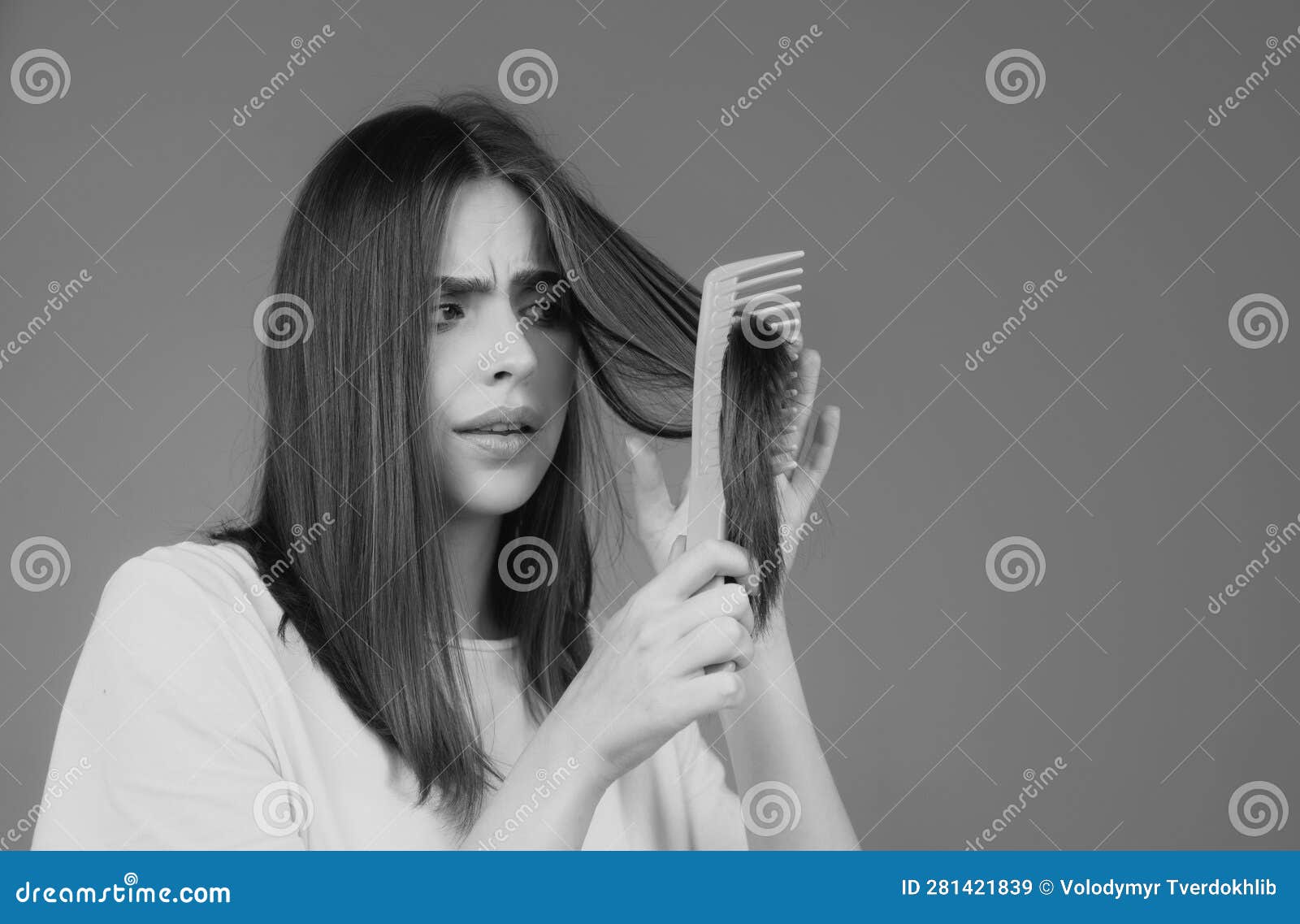 Woman Worried about Hair Loss. Hair Fall Problem. Stock Image - Image ...