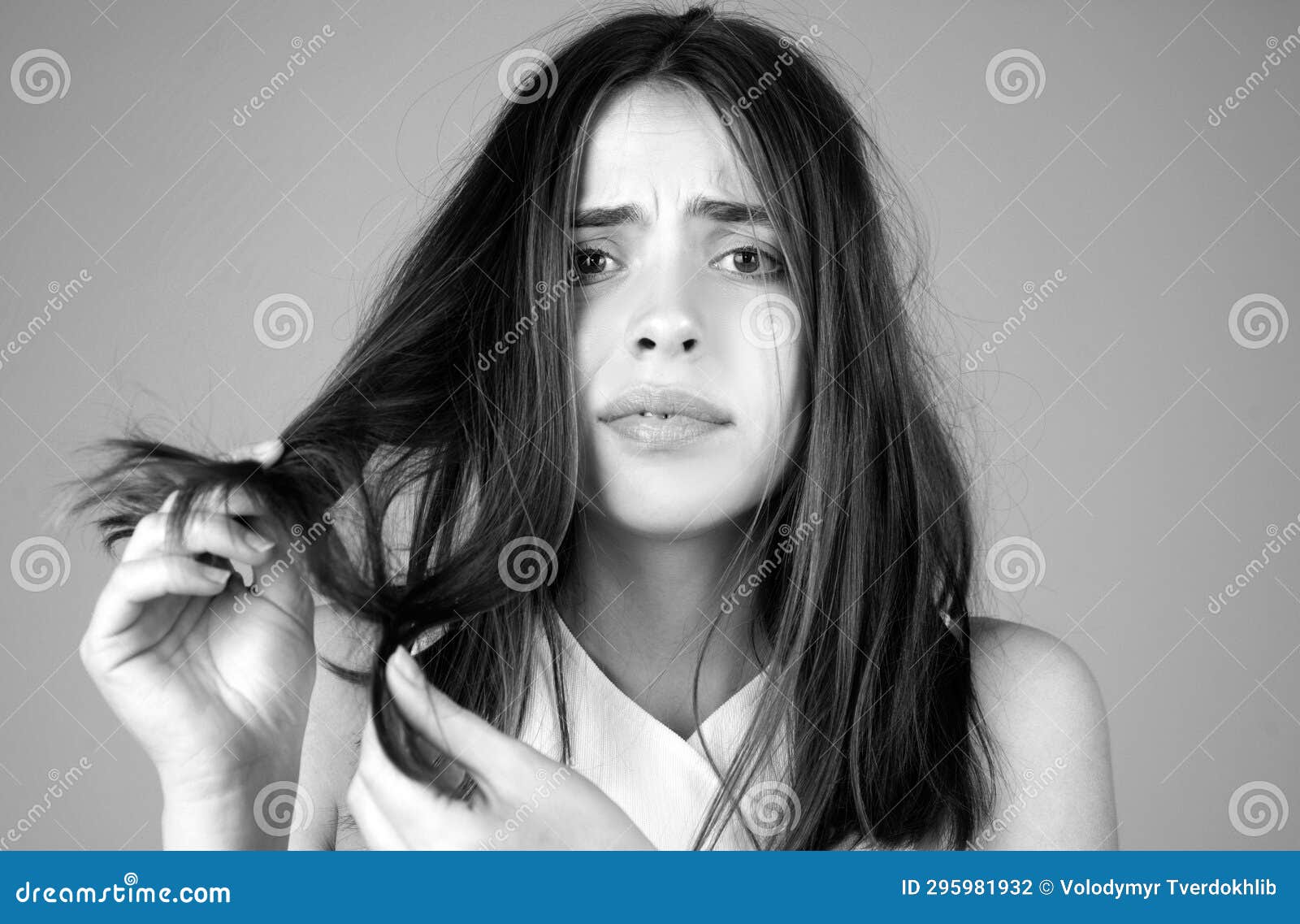 Woman Worried about Hair Loss. Hair Fall Problem. Stock Photo - Image ...