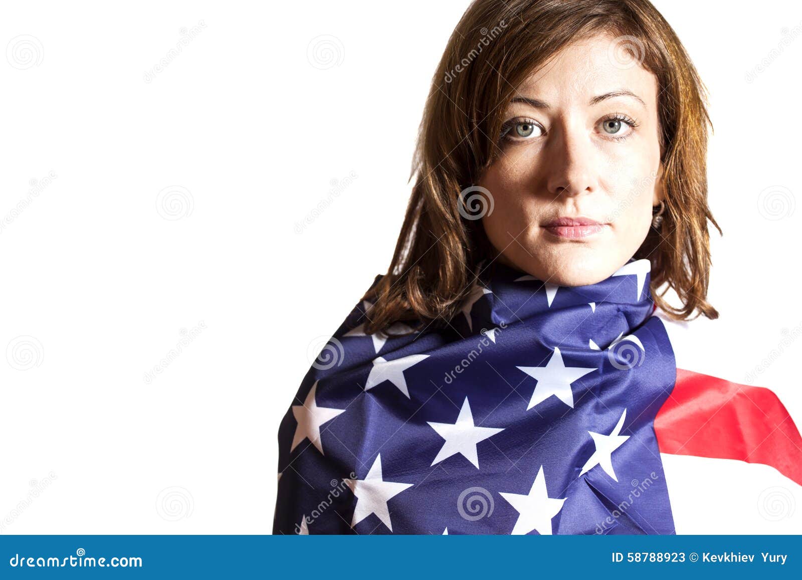 Woman Wrapped in American Flag Stock Image - Image of lifestyle ...