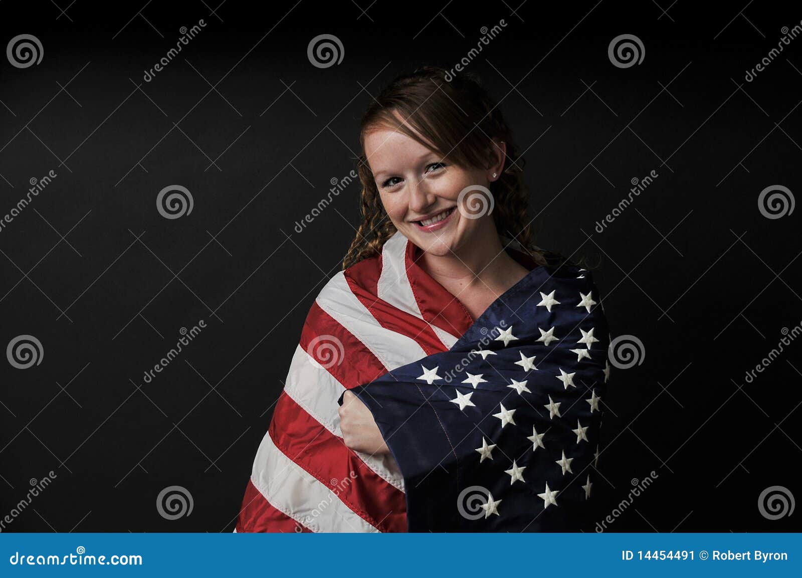 Woman Wrapped in a Flag stock image. Image of people - 14454491