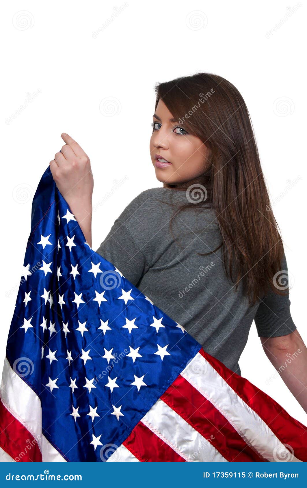 Woman Wrapped in a Flag stock image. Image of model, style - 17359115