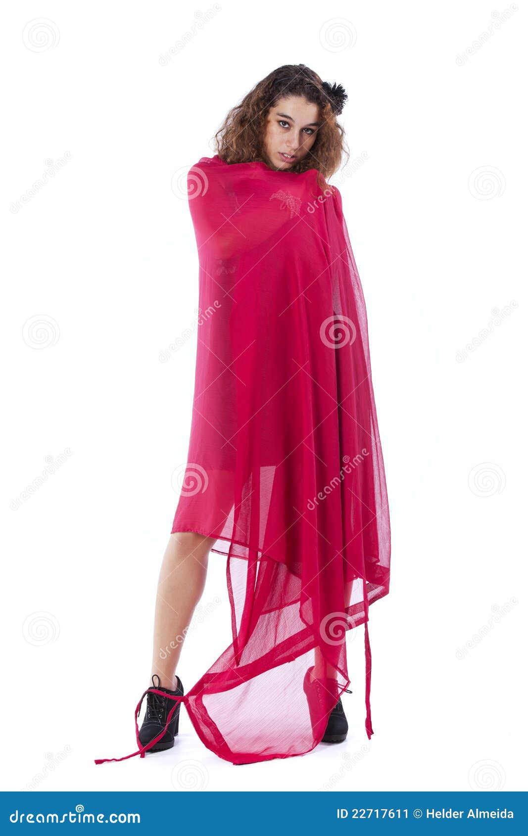 Woman Wrapped with a Red Tissue Stock Image - Image of pretty, chiffon ...