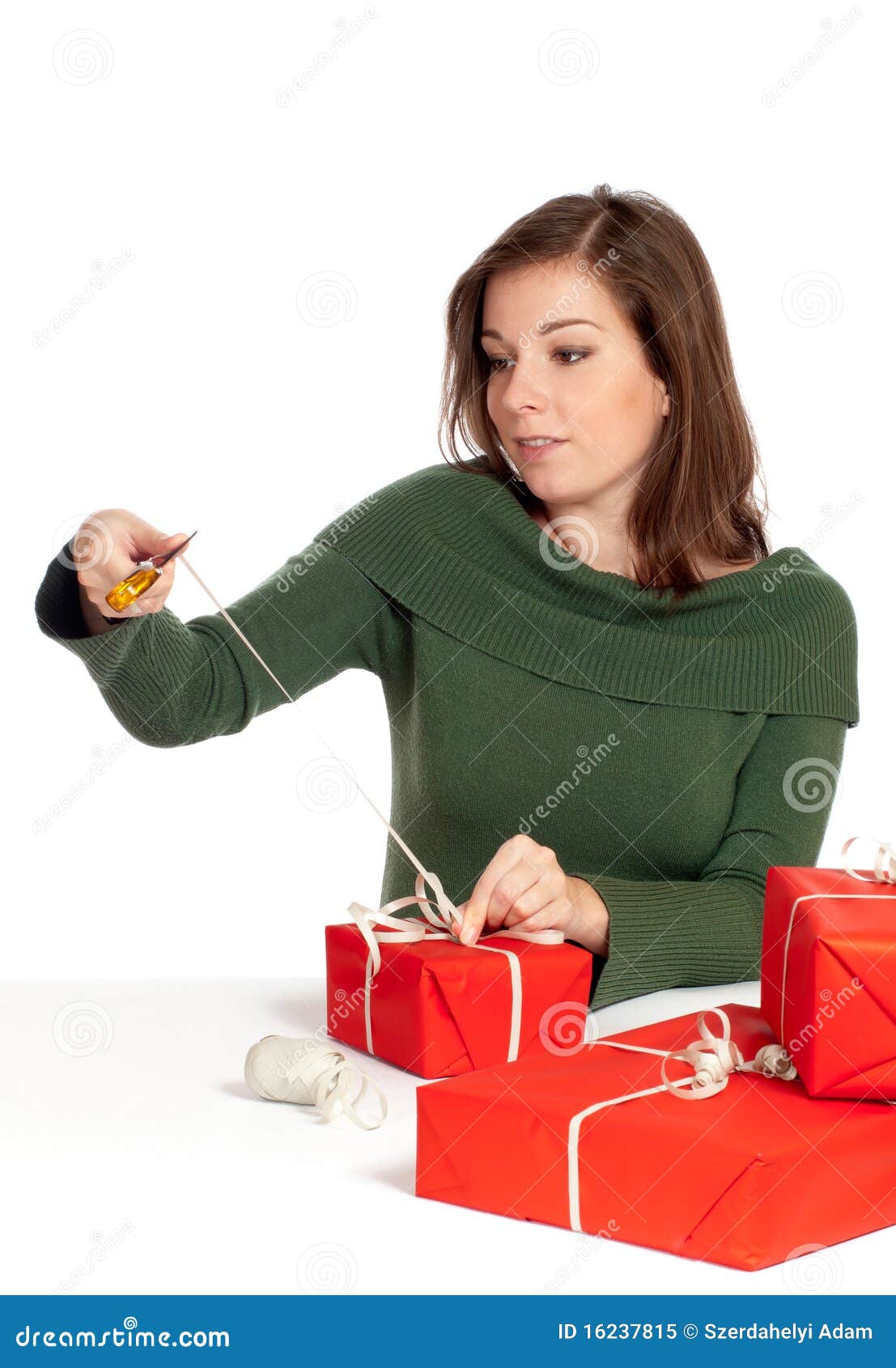 Woman wrapping stock image. Image of isolated, happiness - 16237815