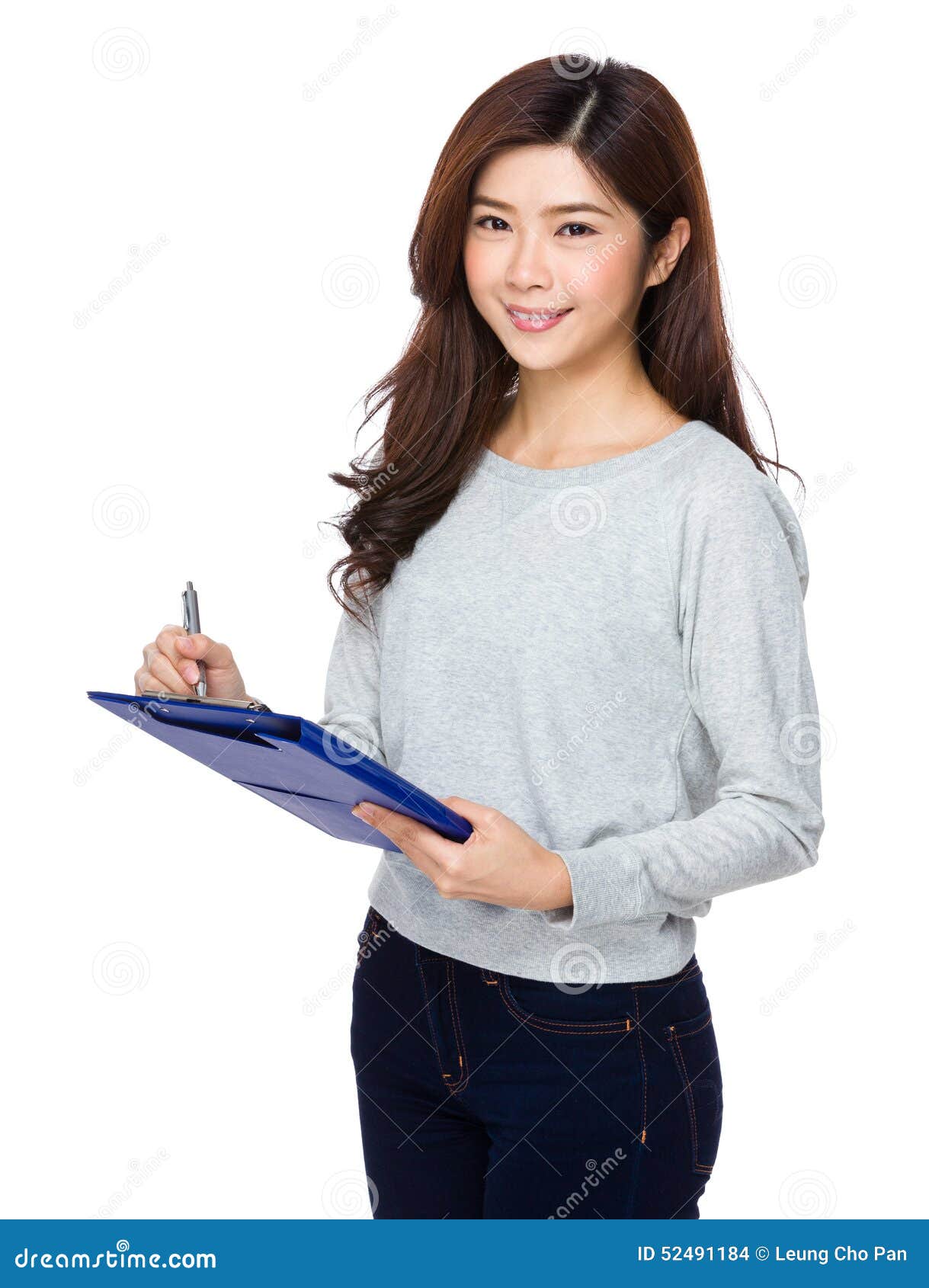 Woman write with clipboard stock photo. Image of gorgeous - 52491184