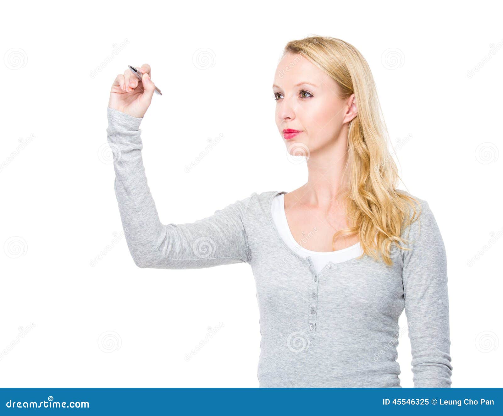 Woman Write Imaginary Panel Stock Photos - Free & Royalty-Free Stock ...