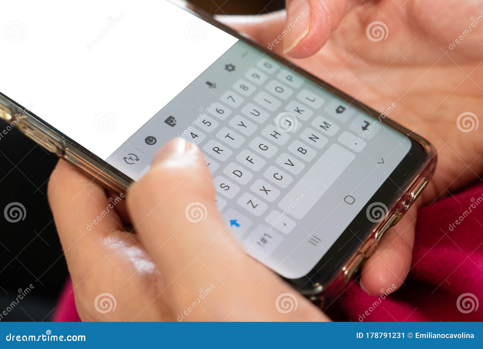 Woman Write on an Instant Messaging Application Stock Image - Image of ...