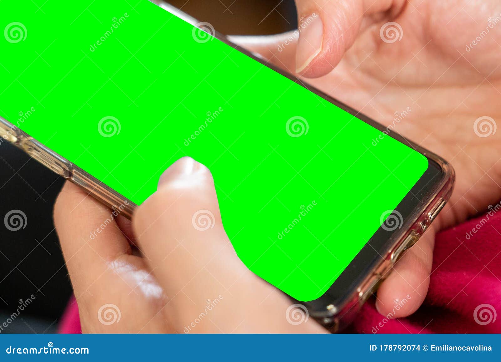 Woman Write on an Instant Messaging Application with Green Screen Stock ...