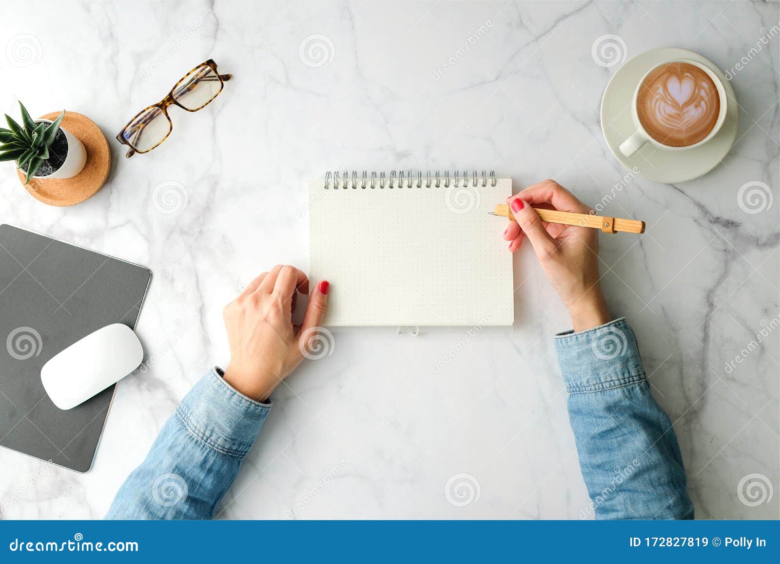 Woman Write On The Notebook For Planner Hand With Coffee Cup ...
