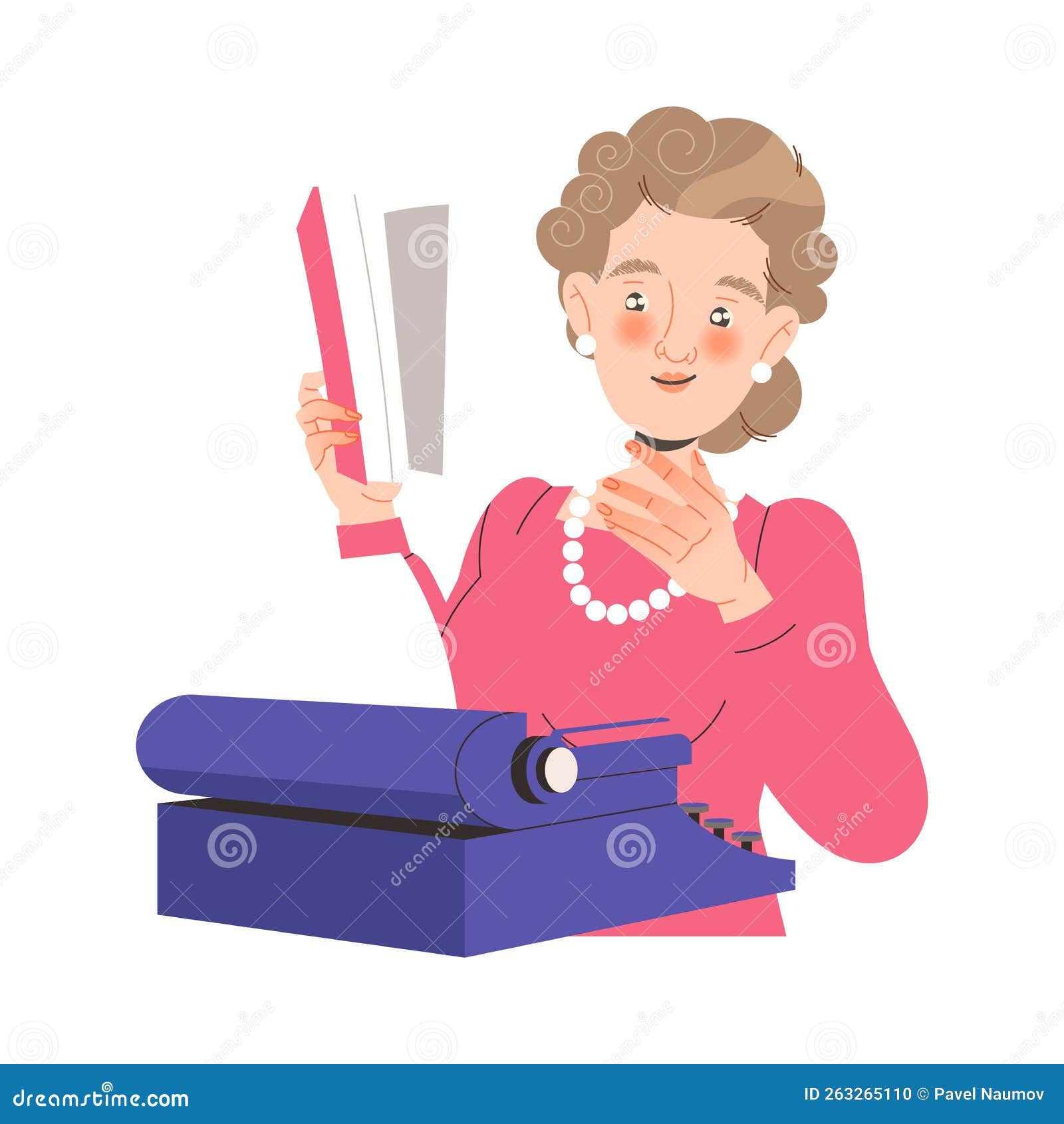 Woman Writer with Notepad at Typewriter Engaged in Writing Process ...