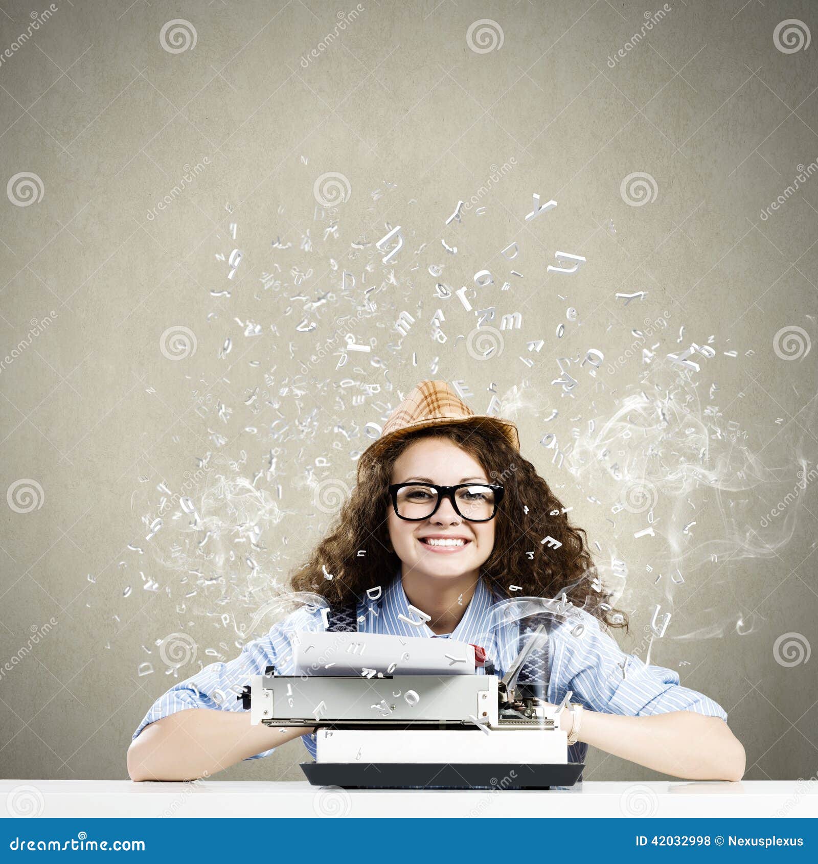 Woman writer stock photo. Image of mind, look, glasses - 42032998