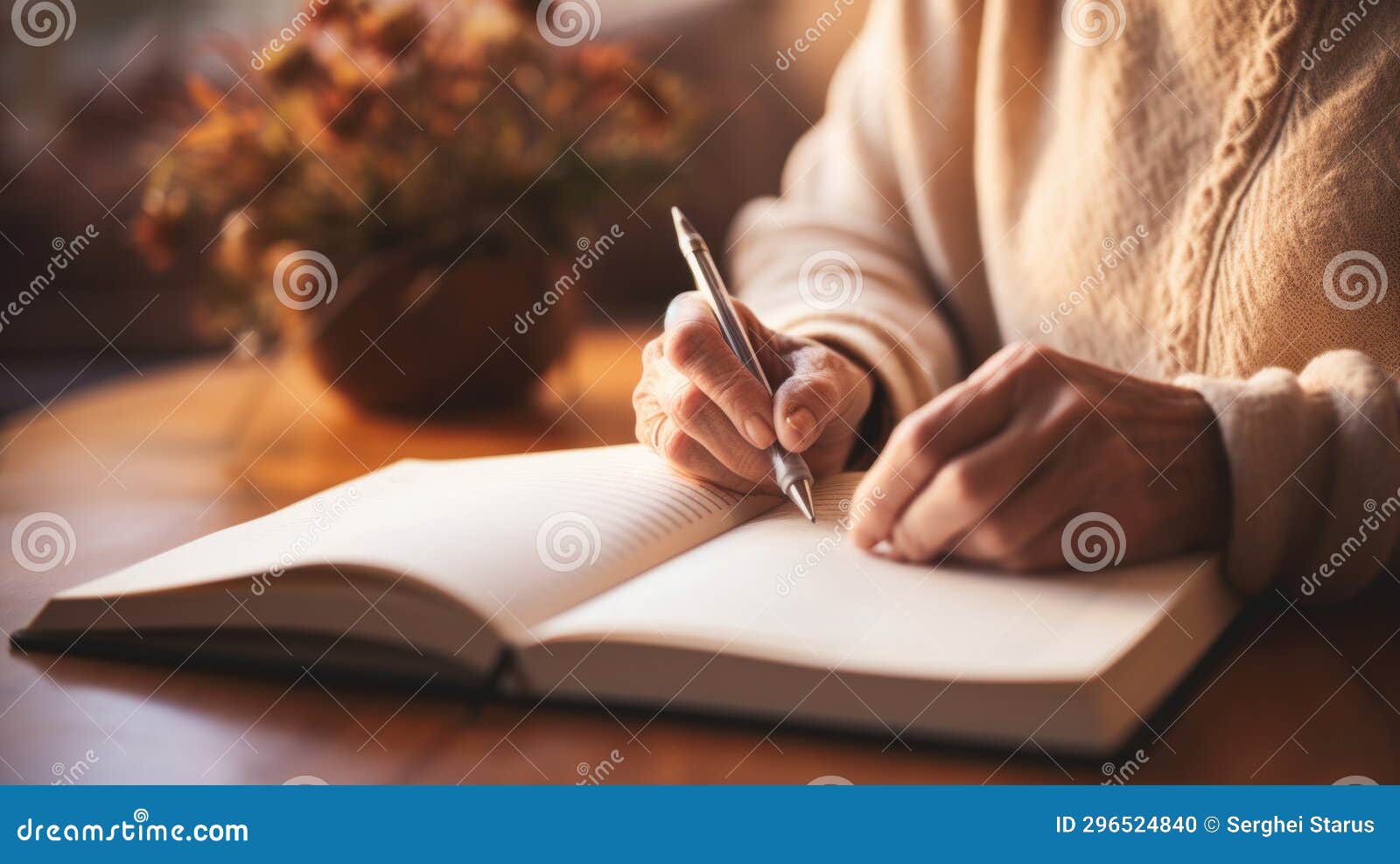 A Woman Writing in a Book with Her Pen, AI Stock Photo - Image of ...
