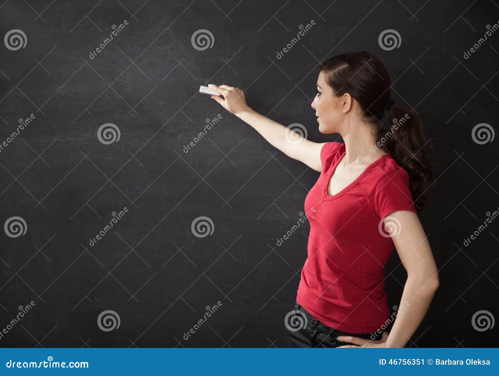 Woman Writing on Chalkboard Stock Image - Image of copy, classroom ...