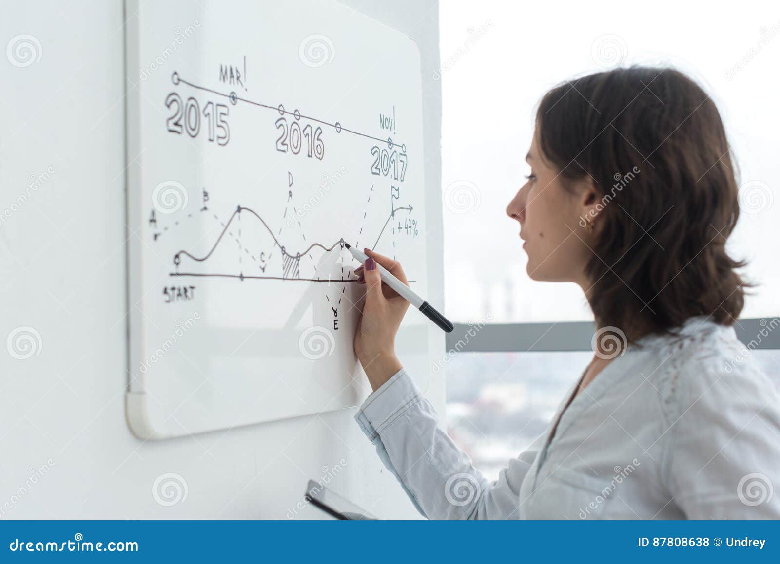 Woman Writing Down Some Data on the Board Stock Photo - Image of ...