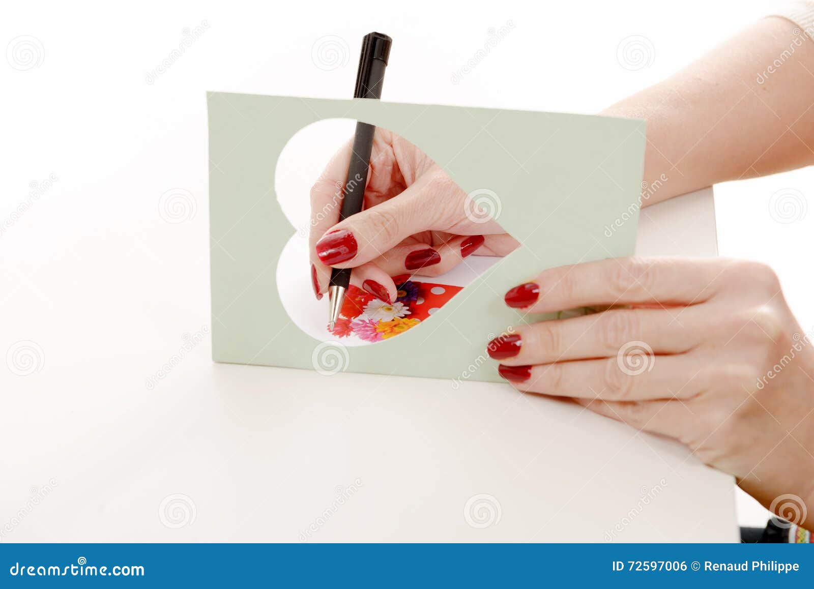 Woman Writing a Greeting Card Stock Photo - Image of person, writing ...