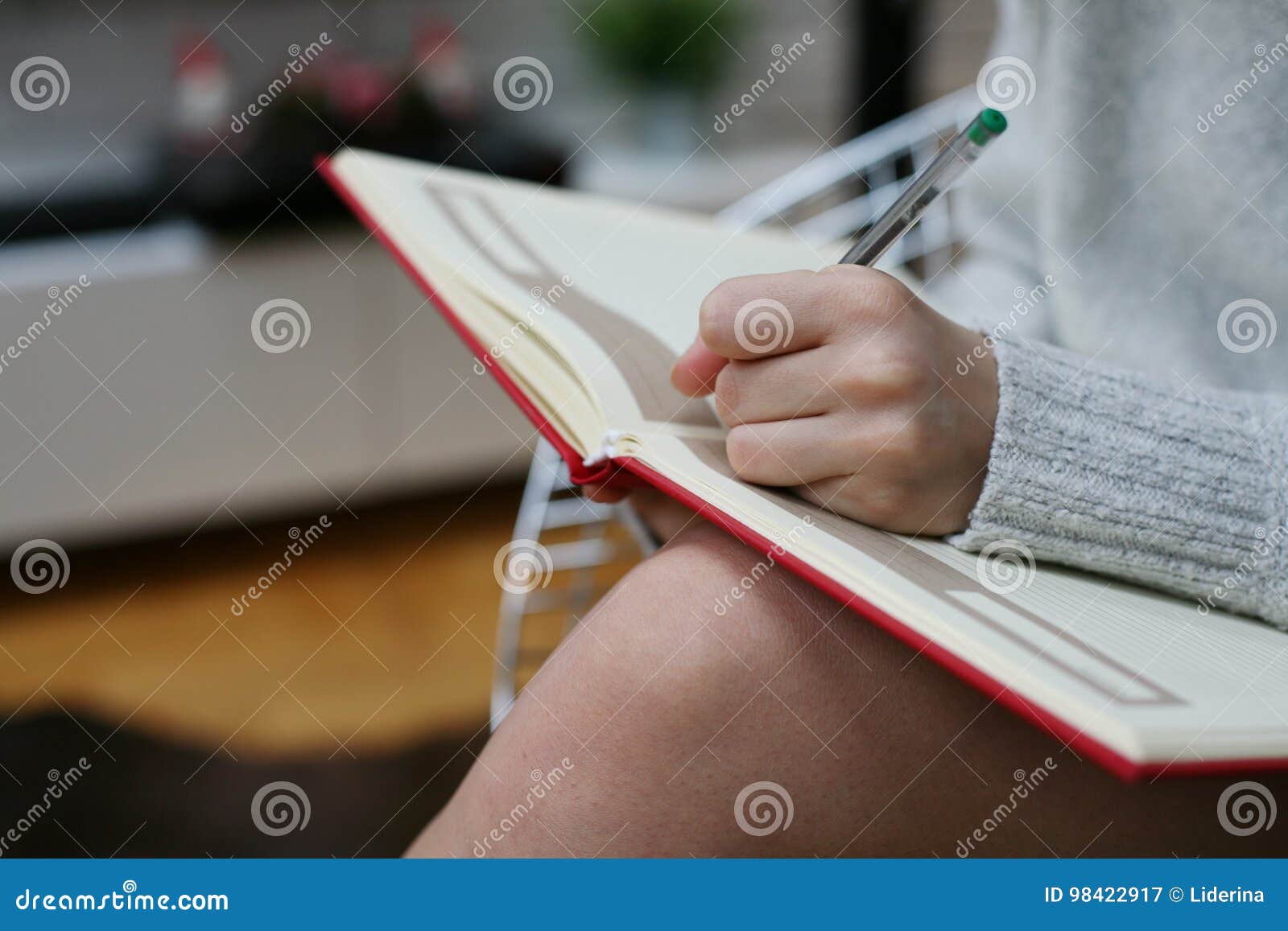 Woman Writing in Her Notebook. Stock Image - Image of indoors, learn ...