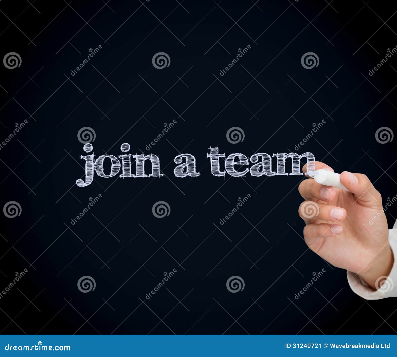 Woman Writing Join a Team with a Chalk Stock Image - Image of generated ...