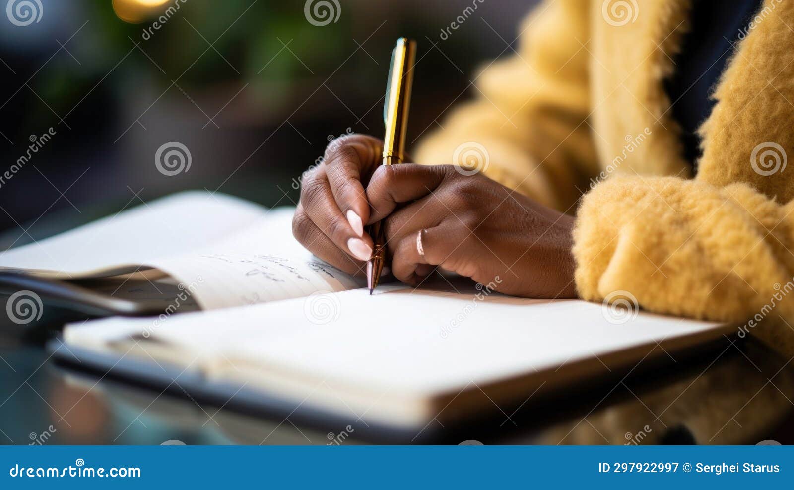 A Woman is Writing in a Notebook with Her Pen, AI Stock Image - Image ...