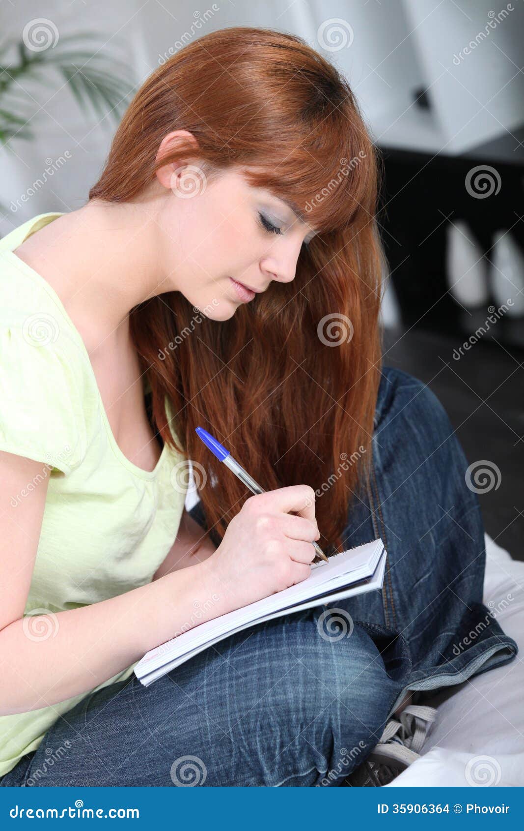 Woman Writing in a Notebook Stock Photo - Image of notes, blouse: 35906364