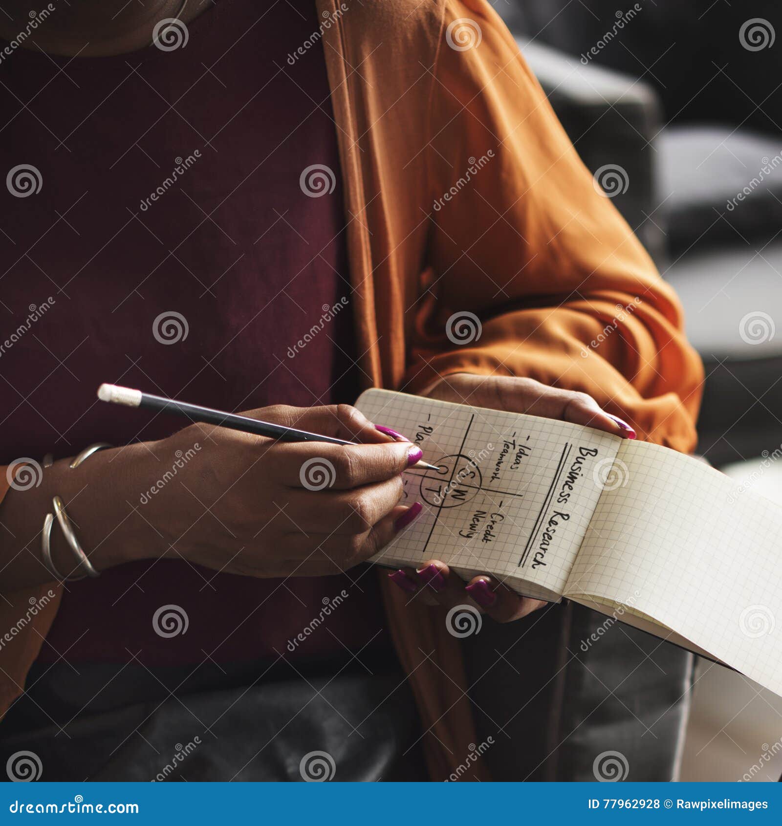Woman Writing Notepad Notes SWOT Business Concept Stock Photo - Image ...