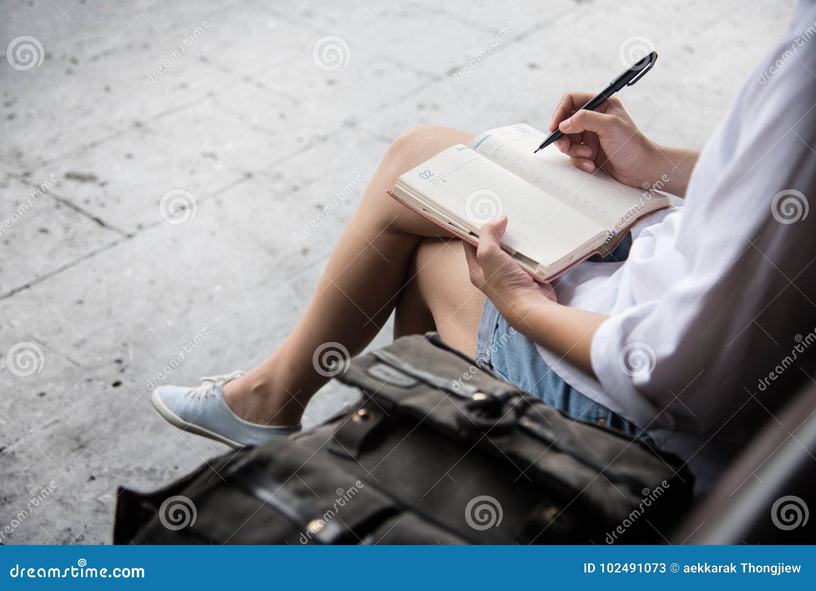 Woman Writing Notes in Diary. Stock Image - Image of memo, hipster ...
