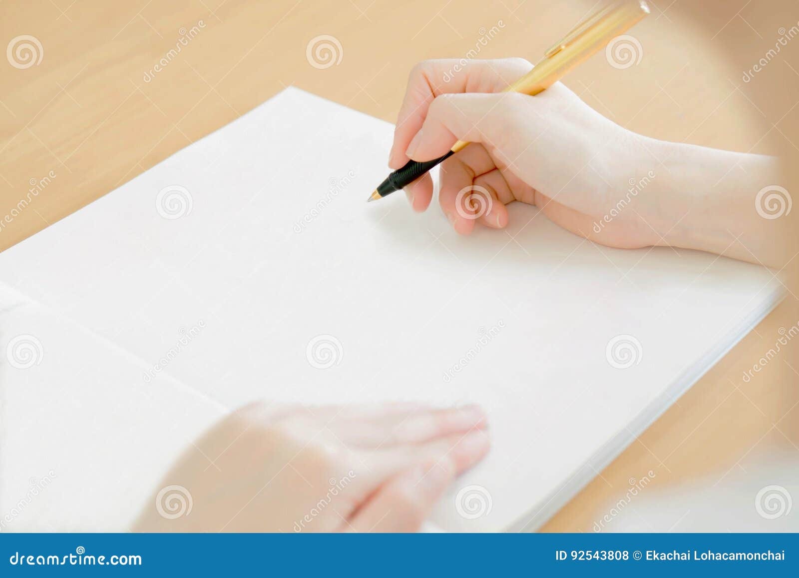 Woman writing on paper stock photo. Image of stacking - 92543808