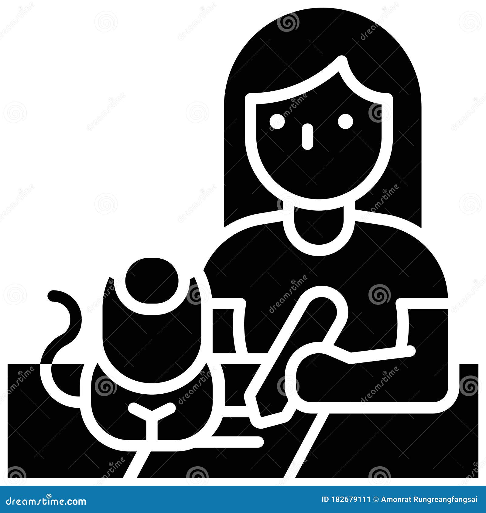 Woman Writing on Paper with Cat, Work from Home Stock Vector ...