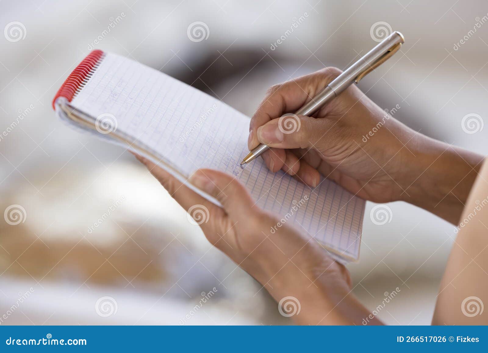 Woman Writing on Paper, Using Copybook, Pen, Making Draft Stock Photo ...
