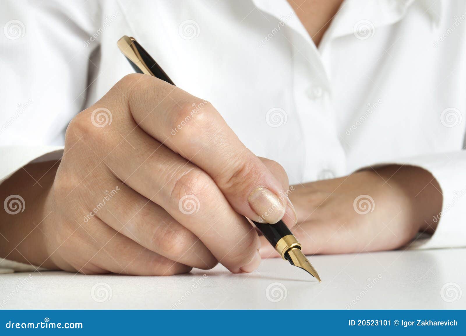 Woman Writing with pen stock image. Image of woman, desk - 20523101