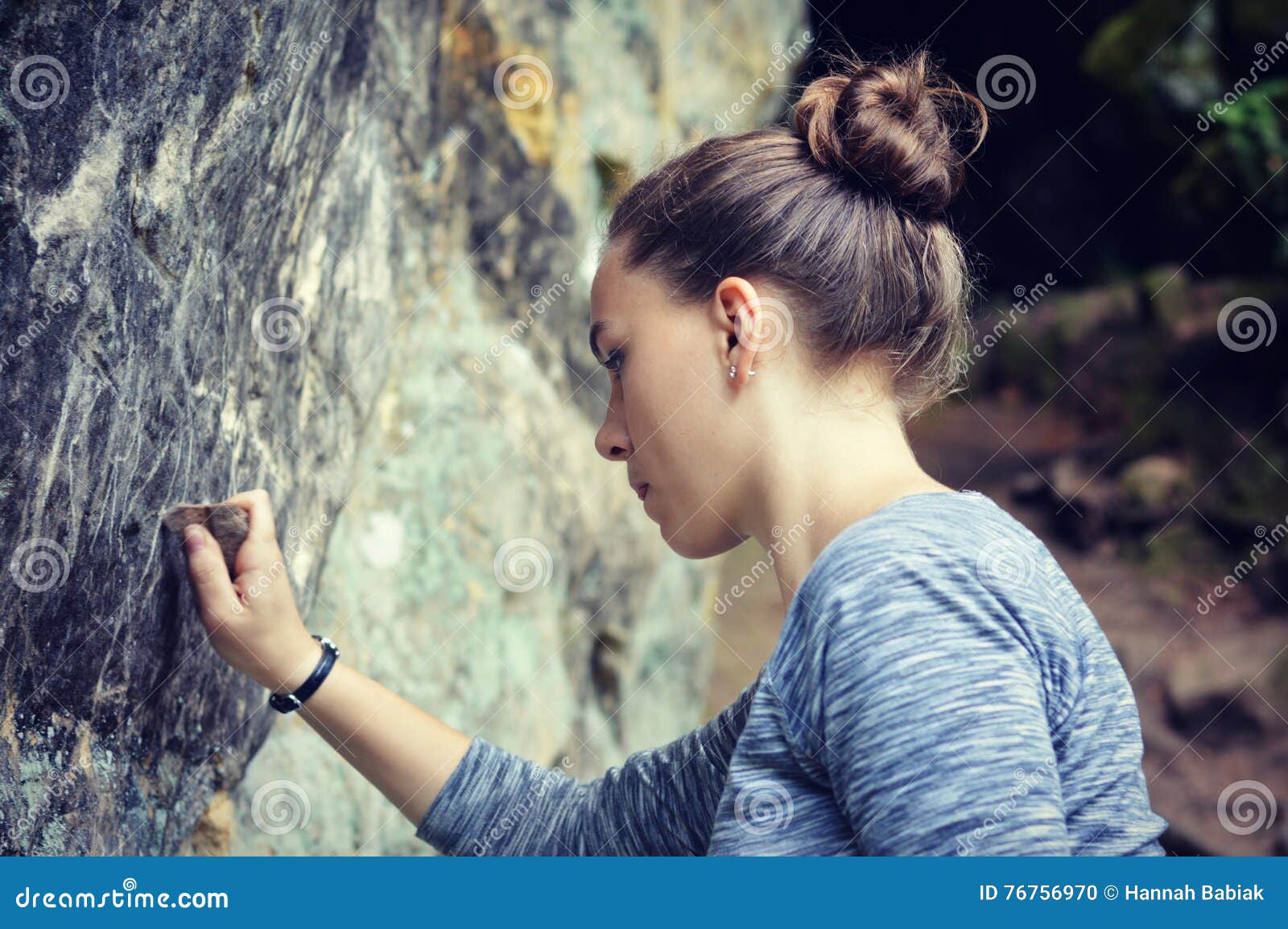 Woman Writing on Rock with Stone Stock Photo - Image of geology, large ...